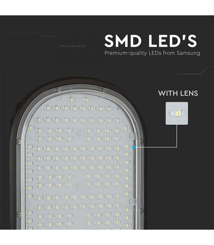 Lampa stradala LED Cip Samsung 100W 6400K negru, V-TAC preț 314,45 lei ...